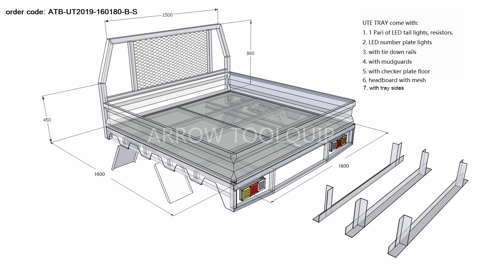 ARROW TRAYS ATB-UT2019-160180-B-S | Aluminium Ute Toolboxes | Aluminium ...