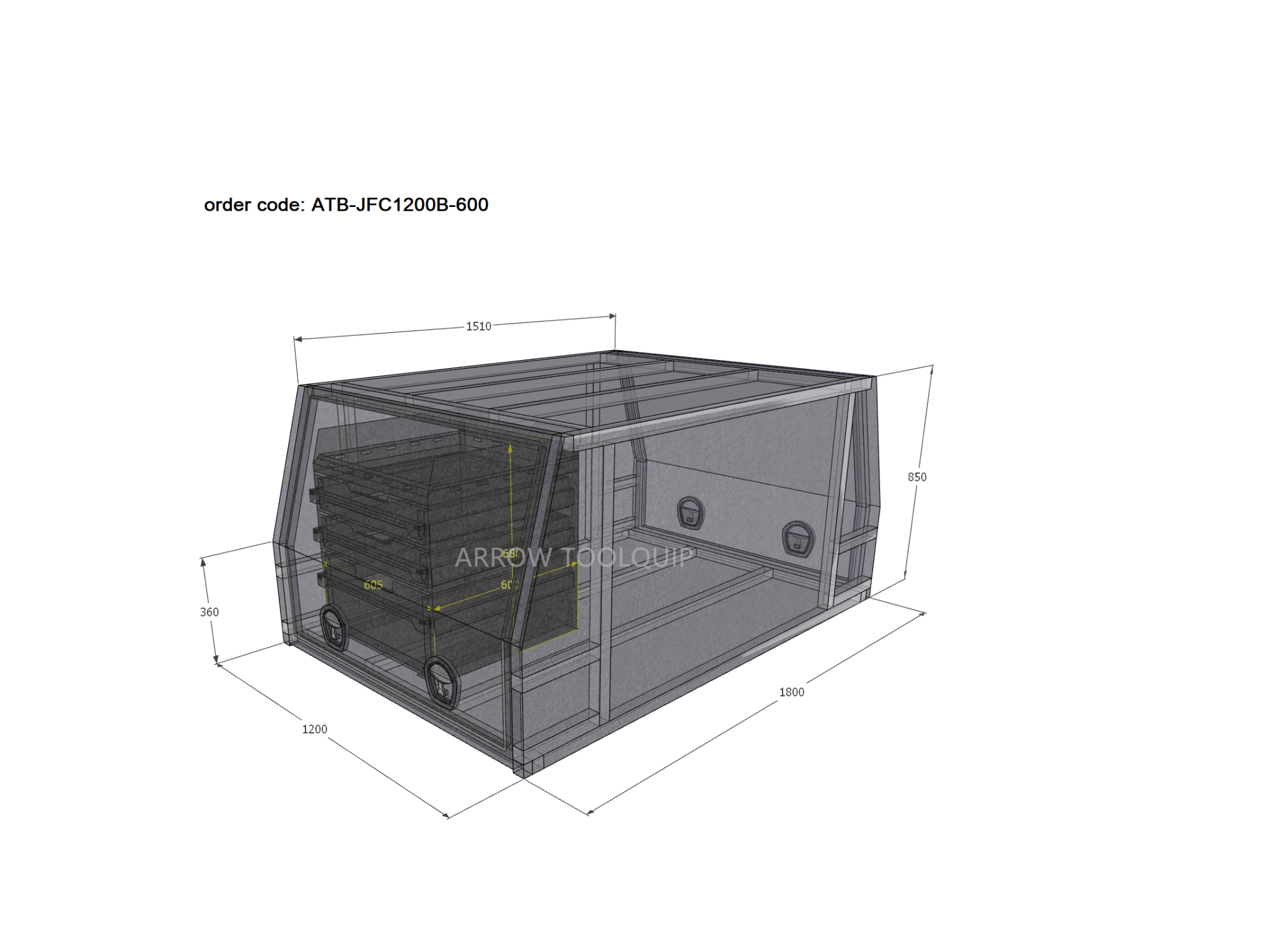 ALUMINIUM UTE CANOPY ATB-JFC1200B-600 – Aluminium Ute Toolboxes ...