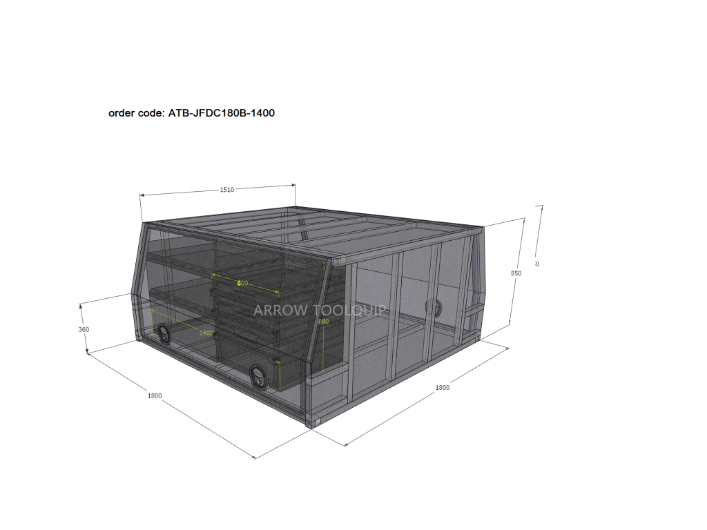 ALUMINIUM UTE CANOPY ATB-JFDC180B-1400 – Aluminium Ute Toolboxes ...